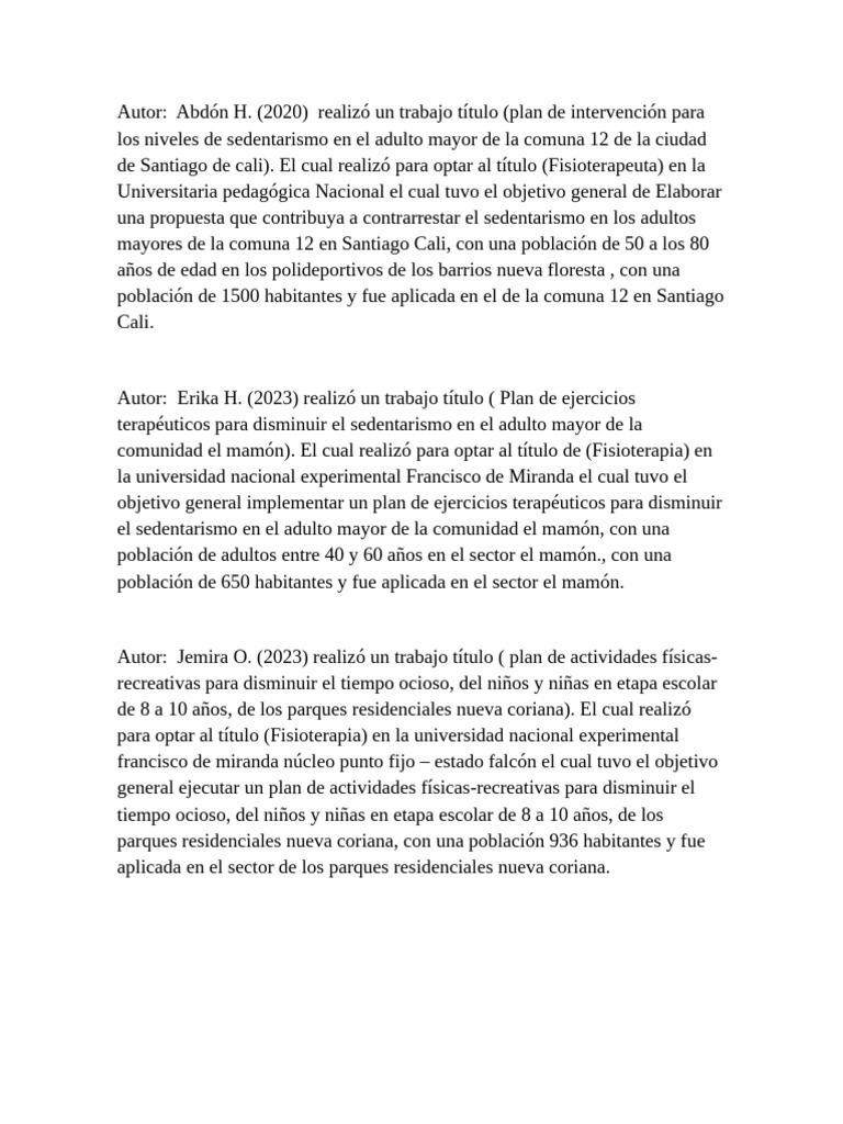 Trabajo 0232 | PDF | Estilo de vida sedentario | Terapia física