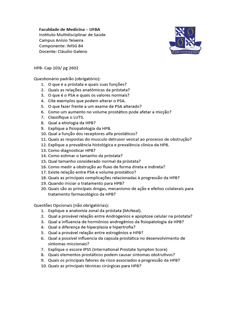 Estudo Dirigido HPB alunos | PDF