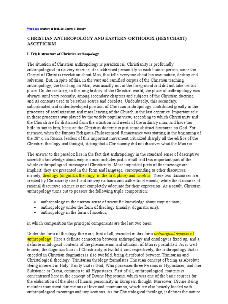 ChristianAnthropology Hesychasm | PDF | Eastern Orthodox Church ...