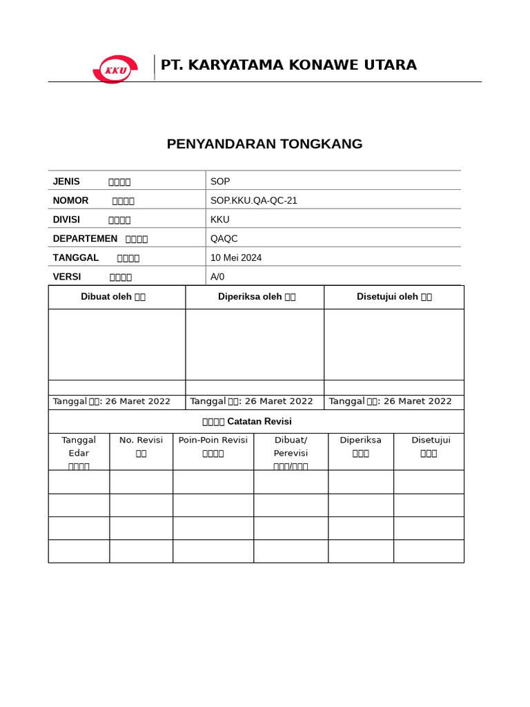 21. Sop.kku.Qa Qc 21_penyandaran Tongkang^ | PDF