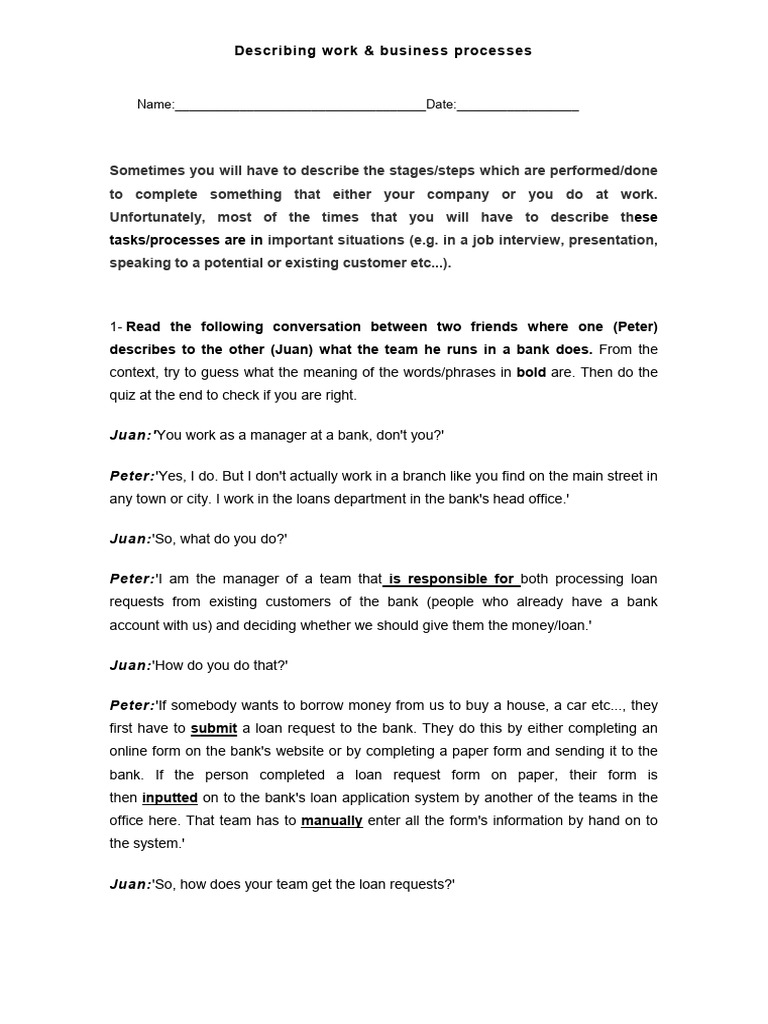 Describing Business Processes Effectively | PDF | Banks