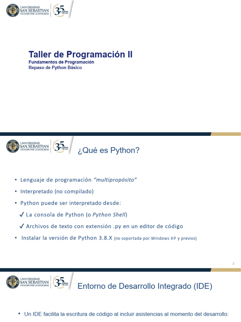 Semana1 Repaso PythonV2.1 | PDF | Python (lenguaje de programación) | Entorno de desarrollo ...