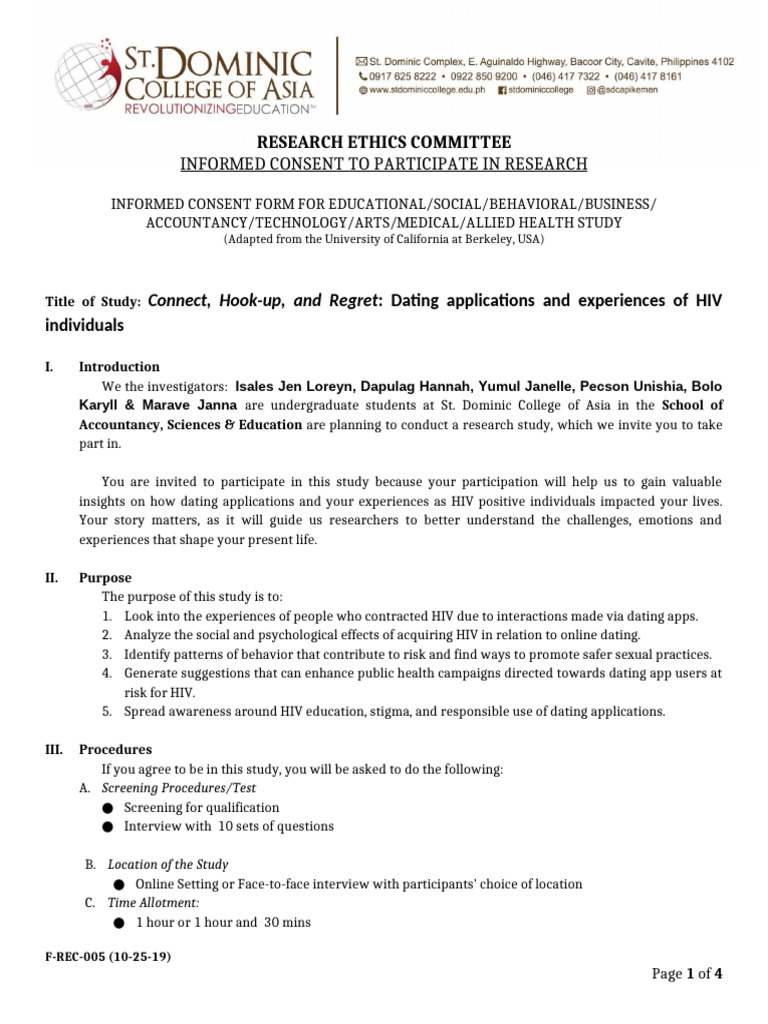 GRP 14 - Informed Consent Form | PDF | Informed Consent | Information ...