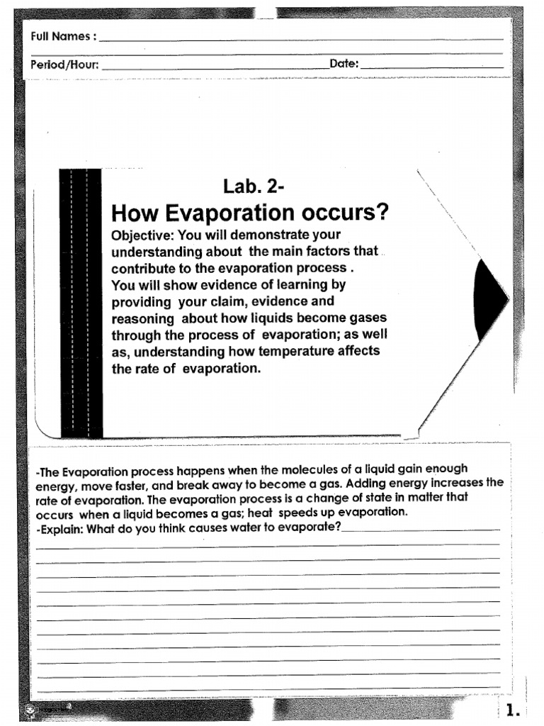 Evaporation Lab | PDF