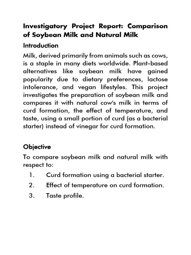 Comparison of Cow's Milk With Soy Milk | PDF | Milk | Soy Milk