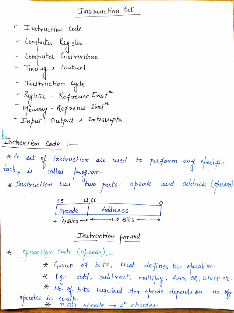 CO-II-Instructions Set and Instruction Cycle | PDF | Computer Architecture | Computer Engineering