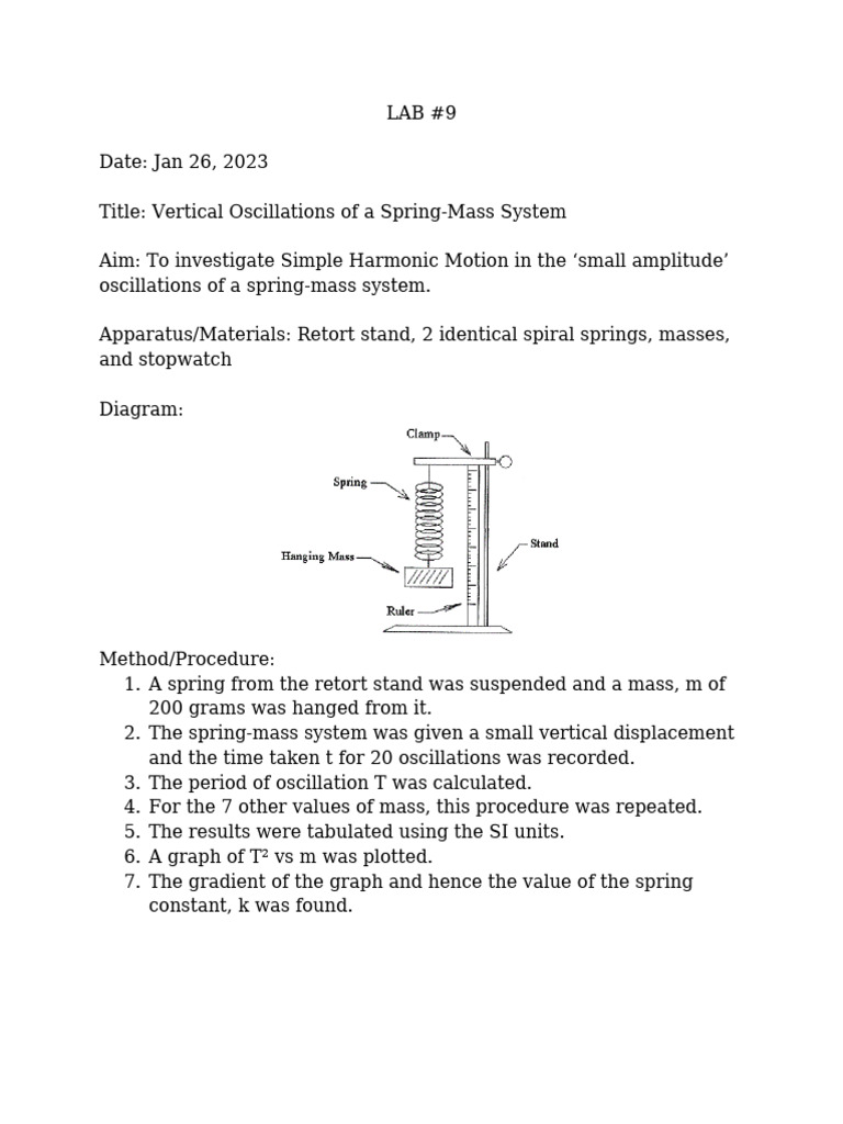 CAPE PHYSICS LAB #9 (Repaired) | PDF | Oscillation | Mechanics