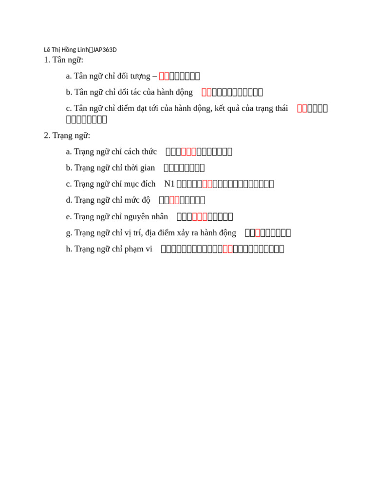 Lê Thị Hồng Linh － Bai Tap Ngu Phap | PDF