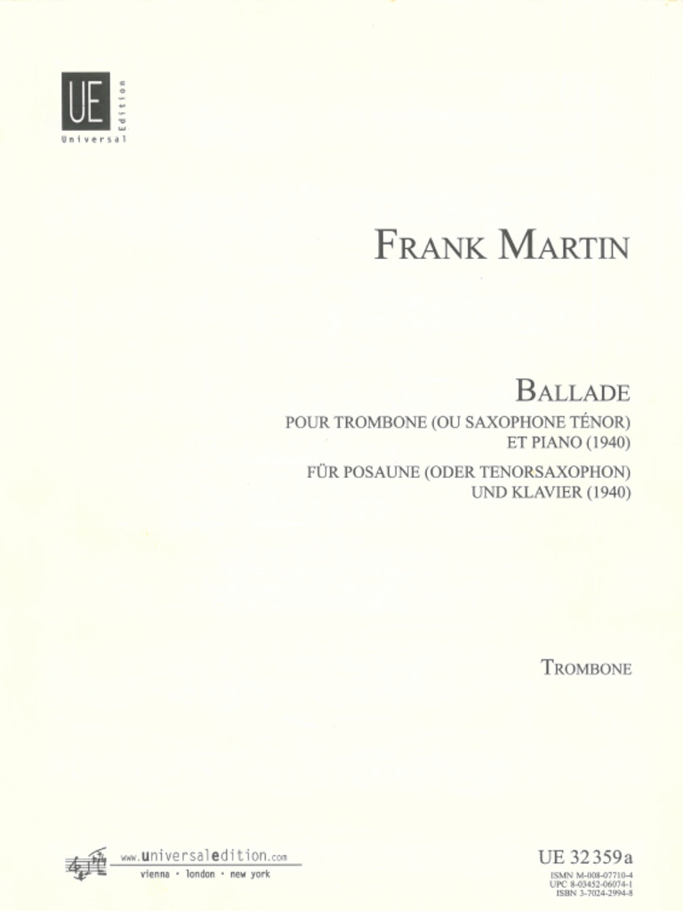 Frank Martin - Ballade - Trombone | PDF