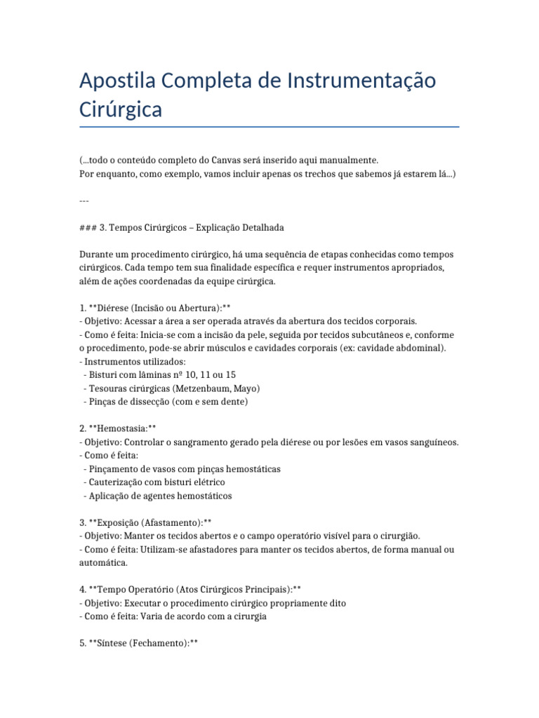 Diérese em Tempos Cirúrgicos | PDF