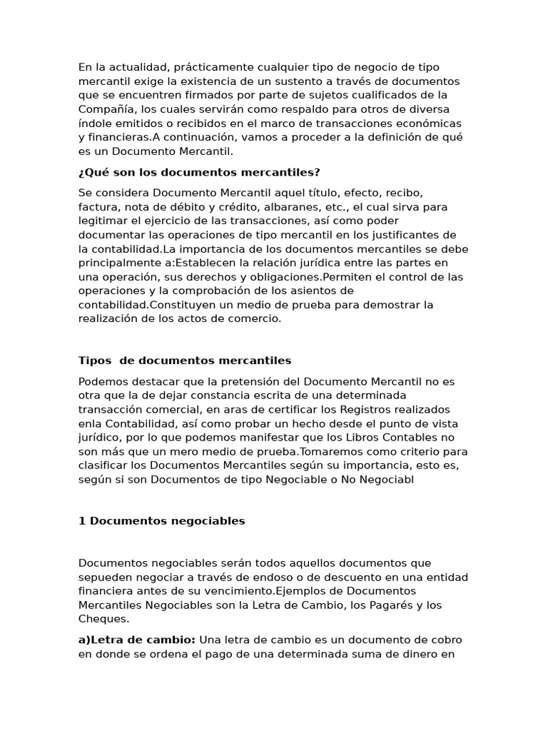 Documentos Mercantiles | PDF | Cheque | Contabilidad
