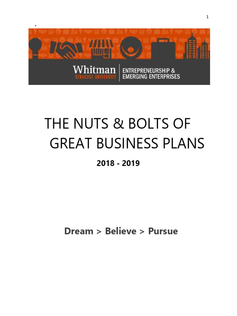 Nuts and Bolts of Great Business Plans | PDF | Marketing | Sales