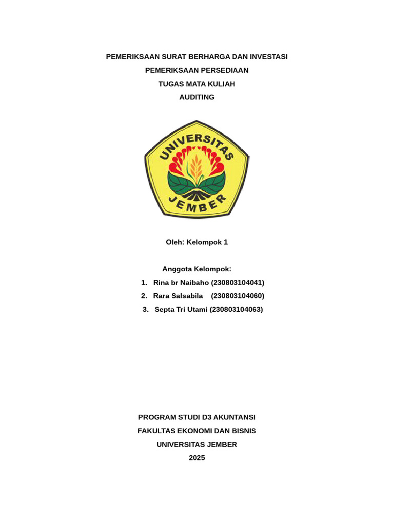 Pemeriksaan Surat Berharga Dan Investasi_kelompok 1 | PDF