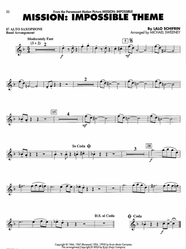 Mission Impossible - Alto Sax (Band Arrangement) | PDF