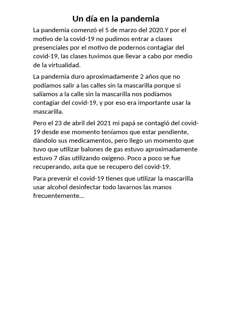 La Pandemia Comenzó El 5 de Marzo Del 2020 | PDF