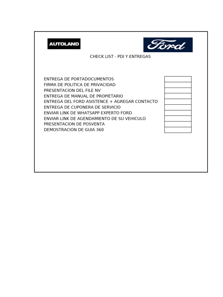 Check List Ford | PDF