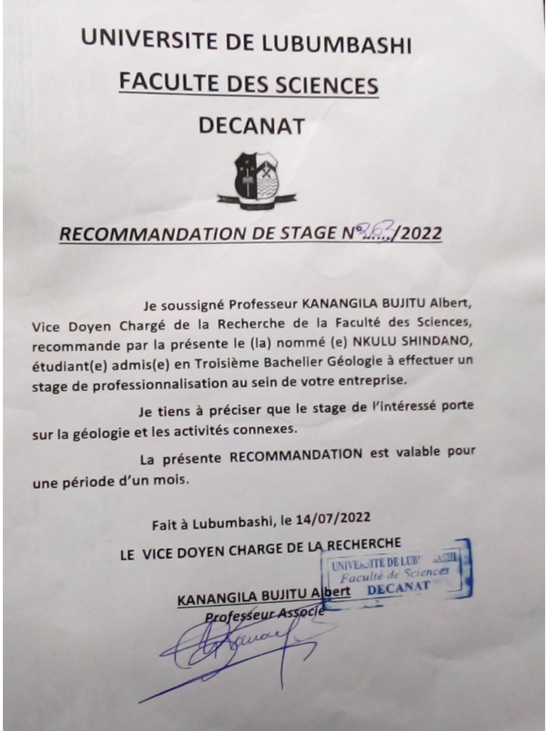 Lettre de Recommandation | PDF