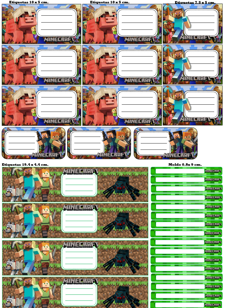 Etiquetas y Moldes de Minecraft PDF | PDF