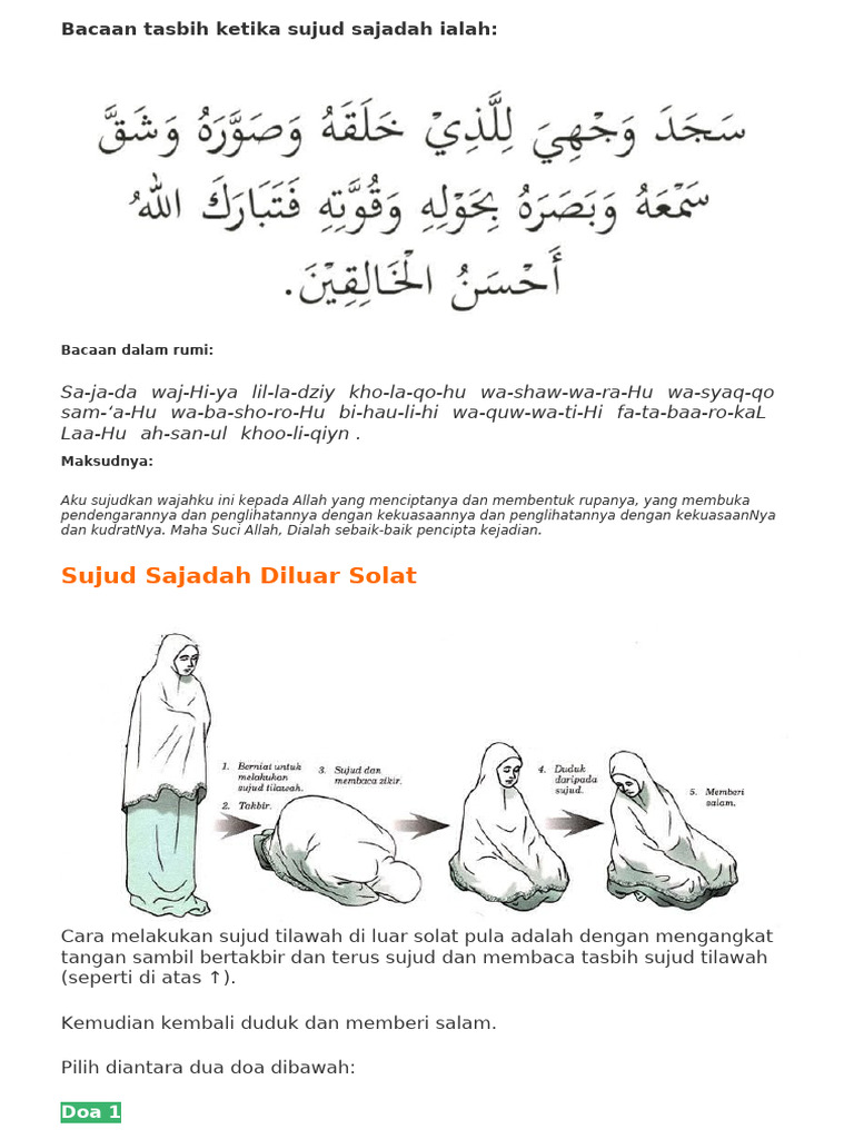Bacaan dan Tata Cara Sujud Sajadah | PDF