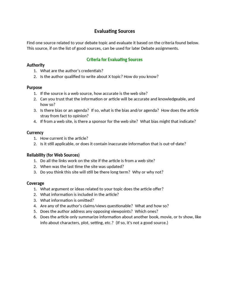 Evaluating Sources Activity | PDF
