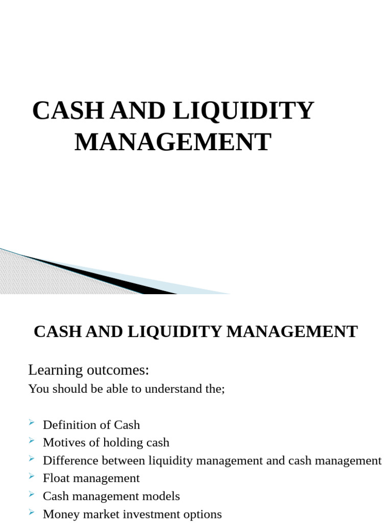 Cash and Liquidity Management Overview | PDF | Float (Money Supply ...
