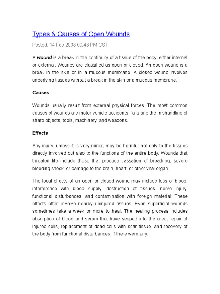 Types & Causes of Open Wounds | PDF | Wound | Healing