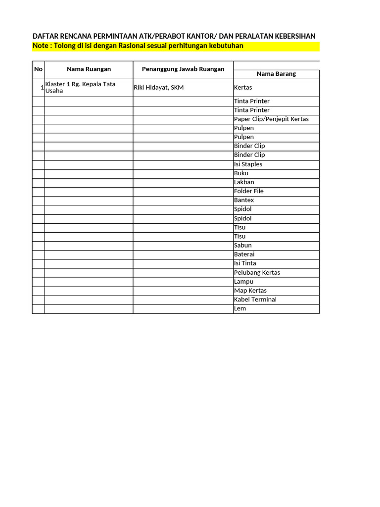 Identifikasi Kebutuhan Atk-Peralatan Kantor-Dll | PDF