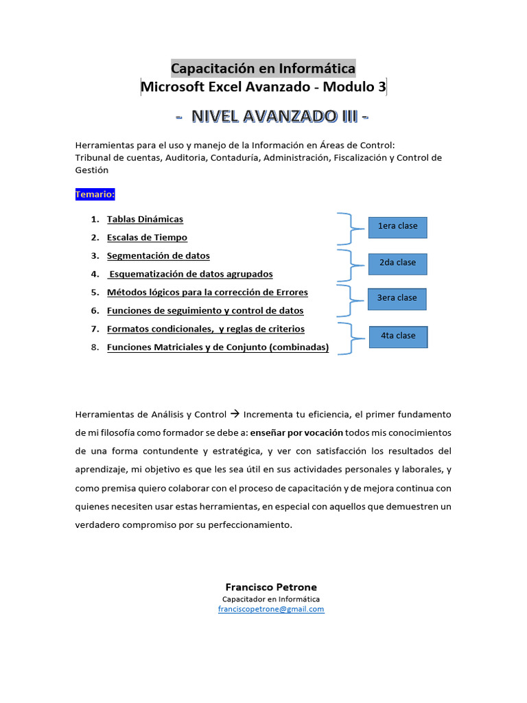 Temario Excel Avanzado - Módulo 3 | PDF