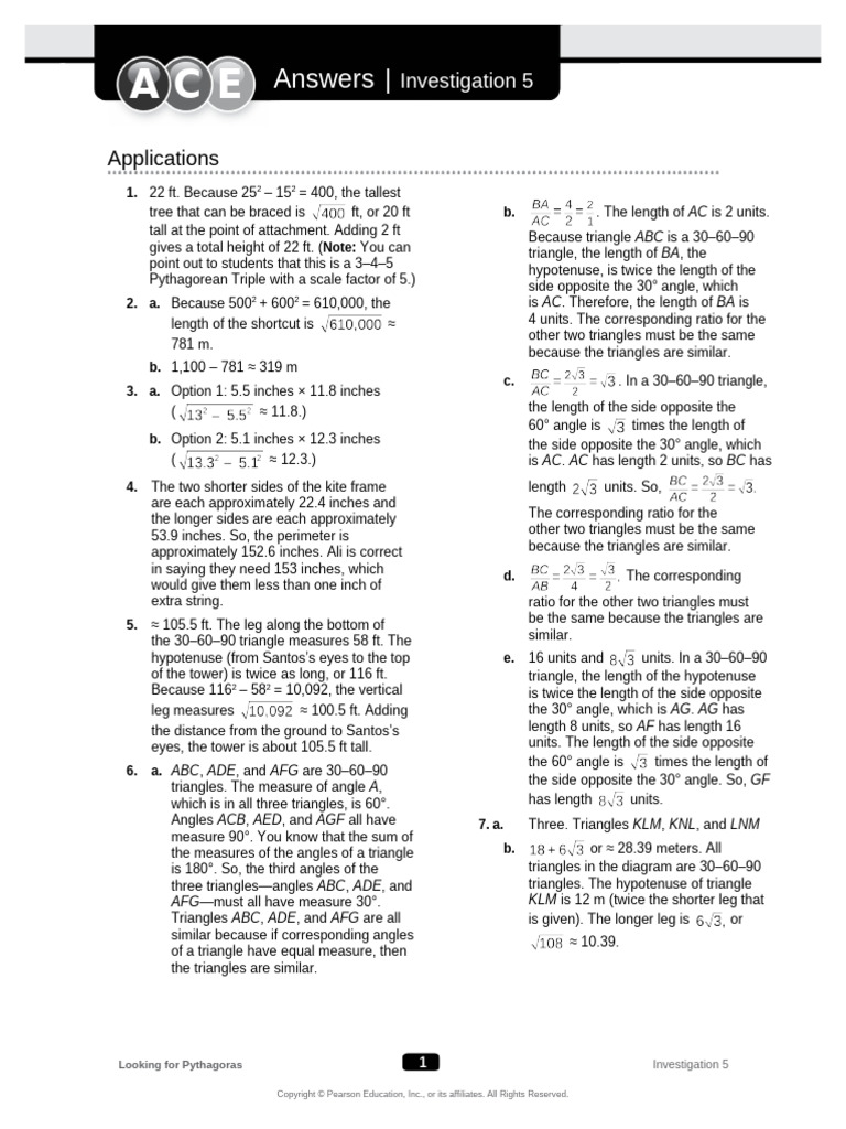 G8 Unit 2 Inv 5 ACE Answers 2 | PDF | Circle | Triangle