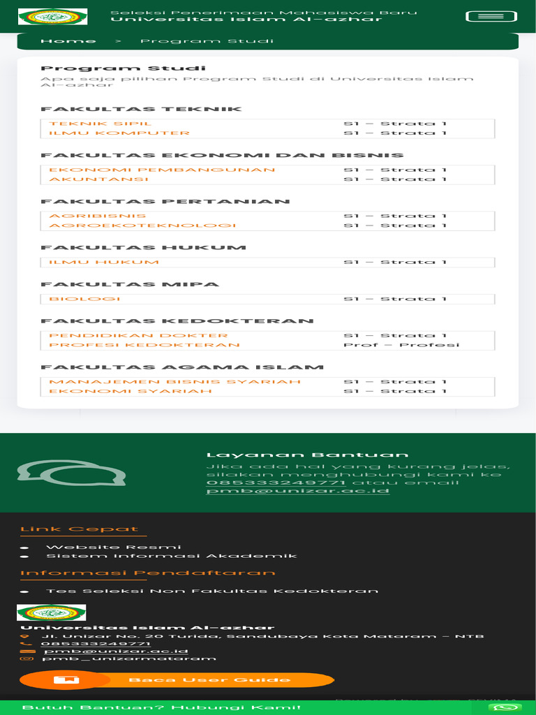 Program Studi - Apa Saja Pilihan Program Studi Di | PDF