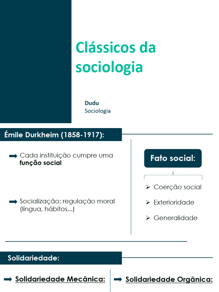 Sociologia - Clássicos Da Sociologia | PDF