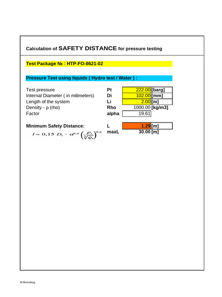 Hydrostatic Safety Distance Calculation | PDF