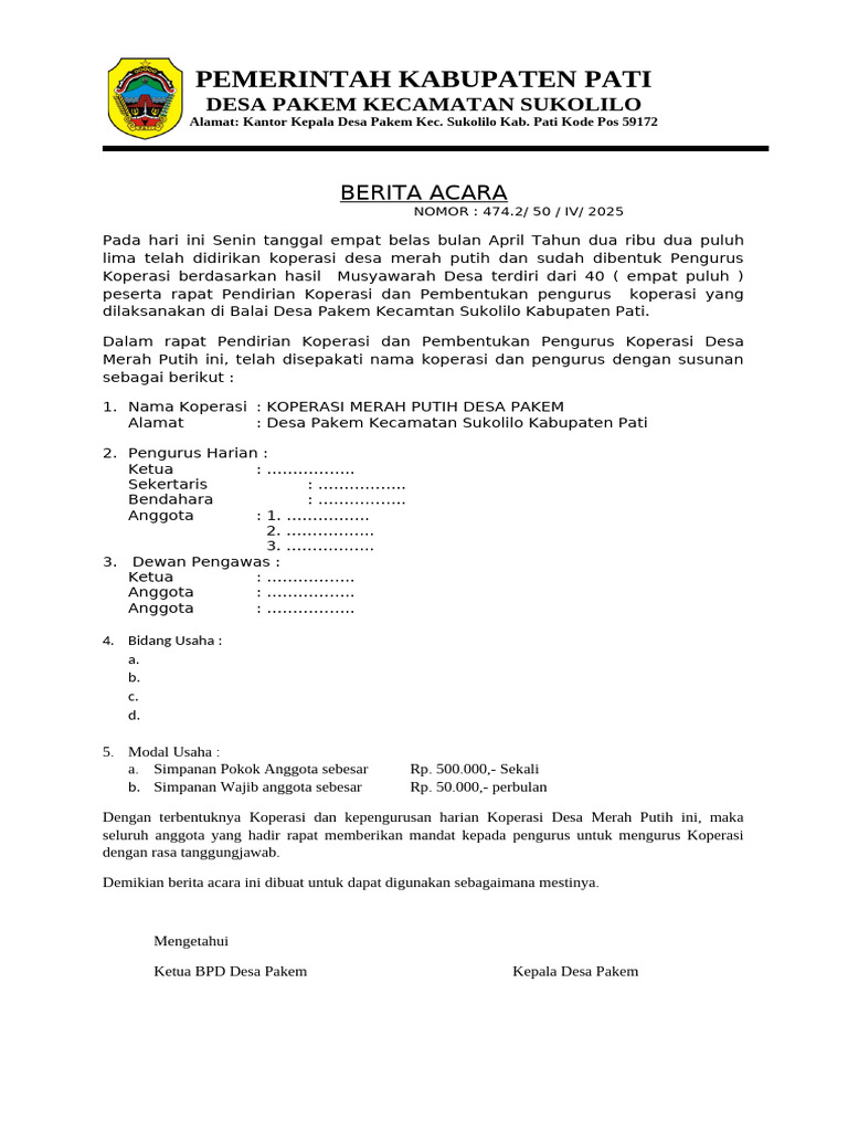Contoh Berita Acara | PDF
