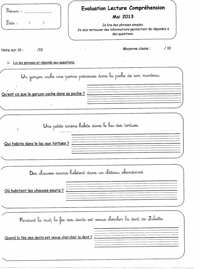 Evaluation CP Lecture Comprehension Mai 2013001 | PDF