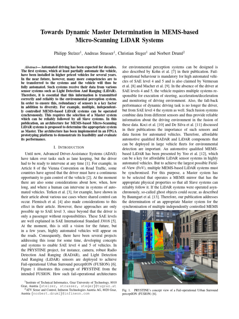 Towards Dynamic Master Determination in MEMS Based Micro Scanning LiDAR Systems | PDF | Lidar