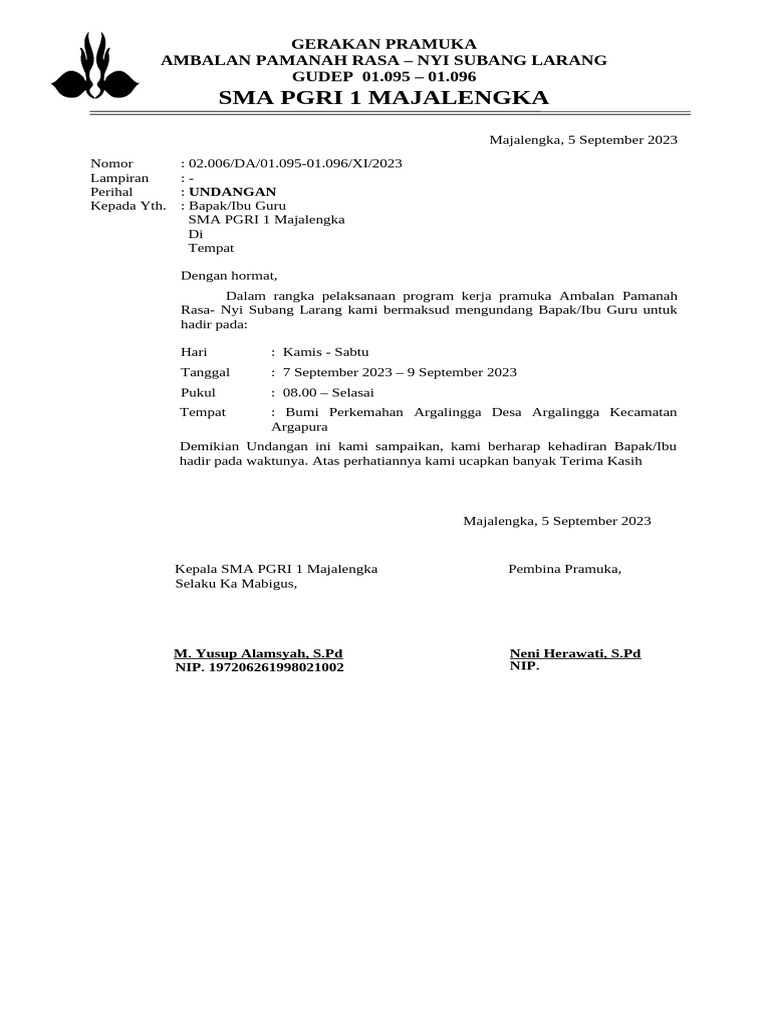 Surat Undangan Guru | PDF