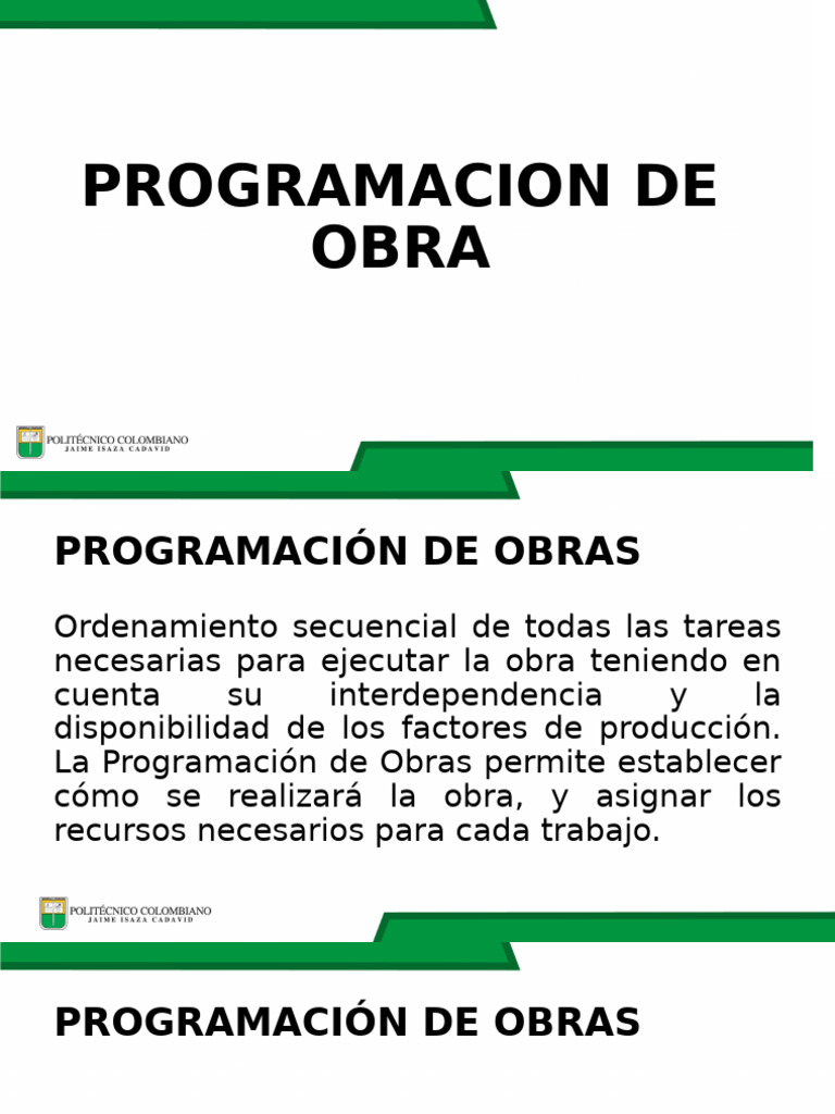 Unidad 2 Generalidades Sesion 6 - Programacion de Obra | PDF