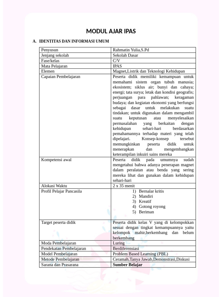 Modul Ajar IPAS: Magnet dan Penerapannya | PDF