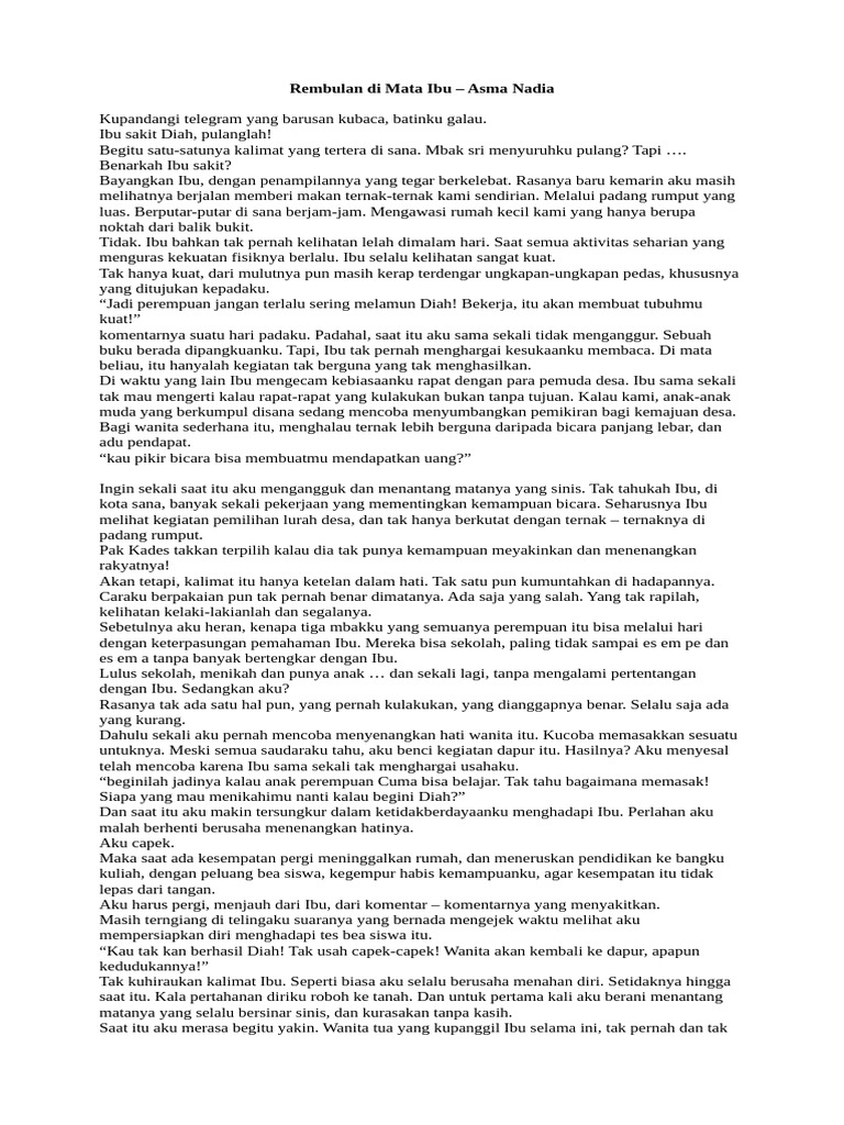 Cerpen Rembulan Di Mata Ibu Karya Asma Nadia | PDF