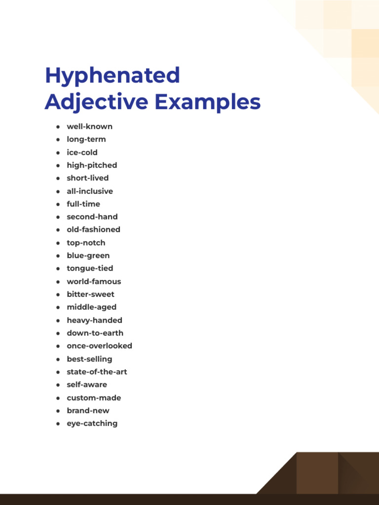 Hyphenated Adjective Examples | PDF