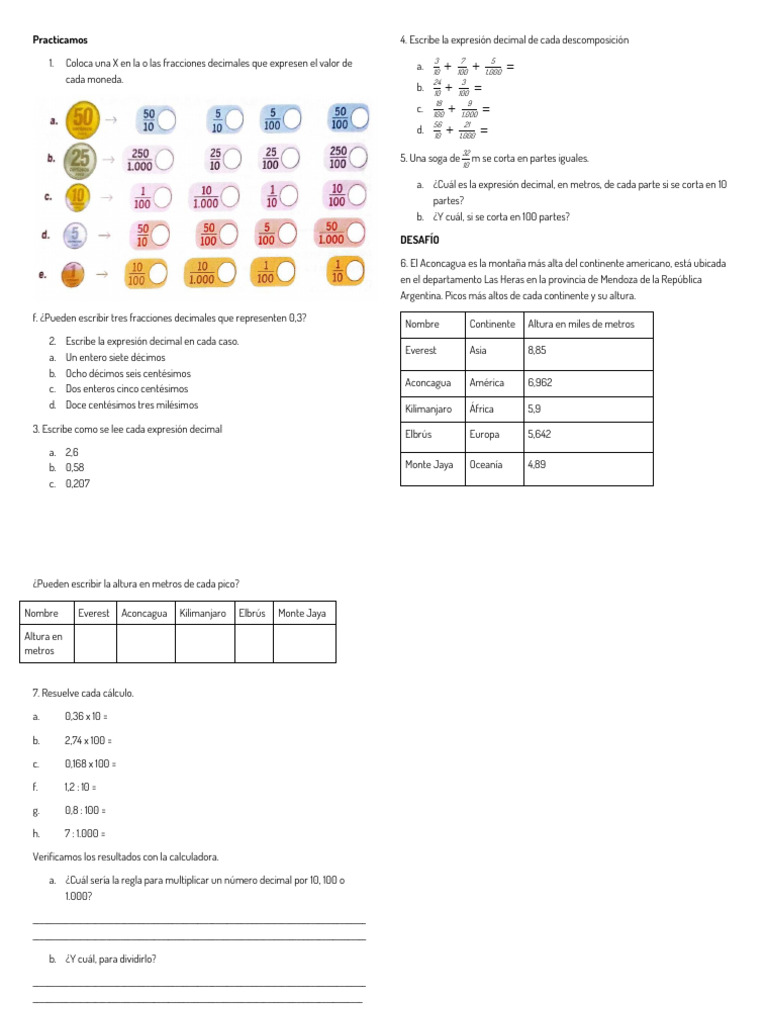 Practicamos | PDF | División (Matemáticas) | Matemáticas