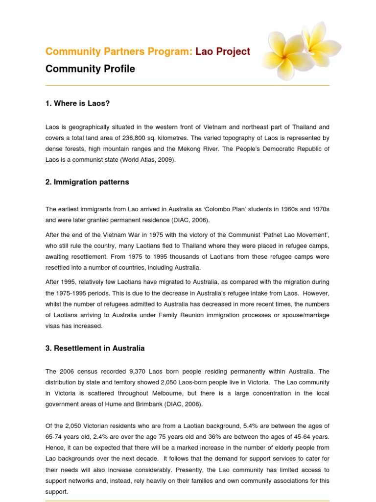 Nat Rep Community Partners Project LaoCommunityProfile | PDF | Laos | Karma