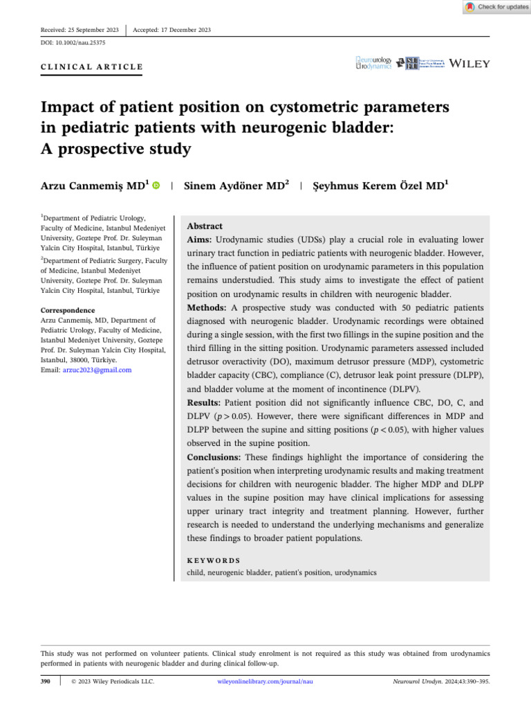 Neurourology and Urodynamics - 2024 - Canmemiş - Impac | PDF | Urology ...