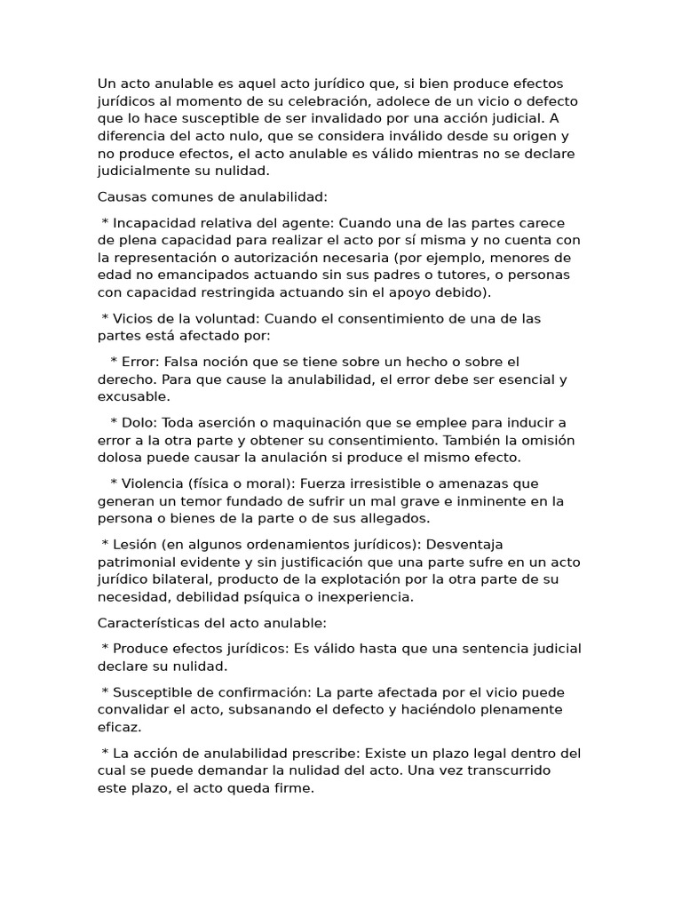 Acto Anulable: Definición y Efectos | PDF | Nulo (ley) | Intención ...