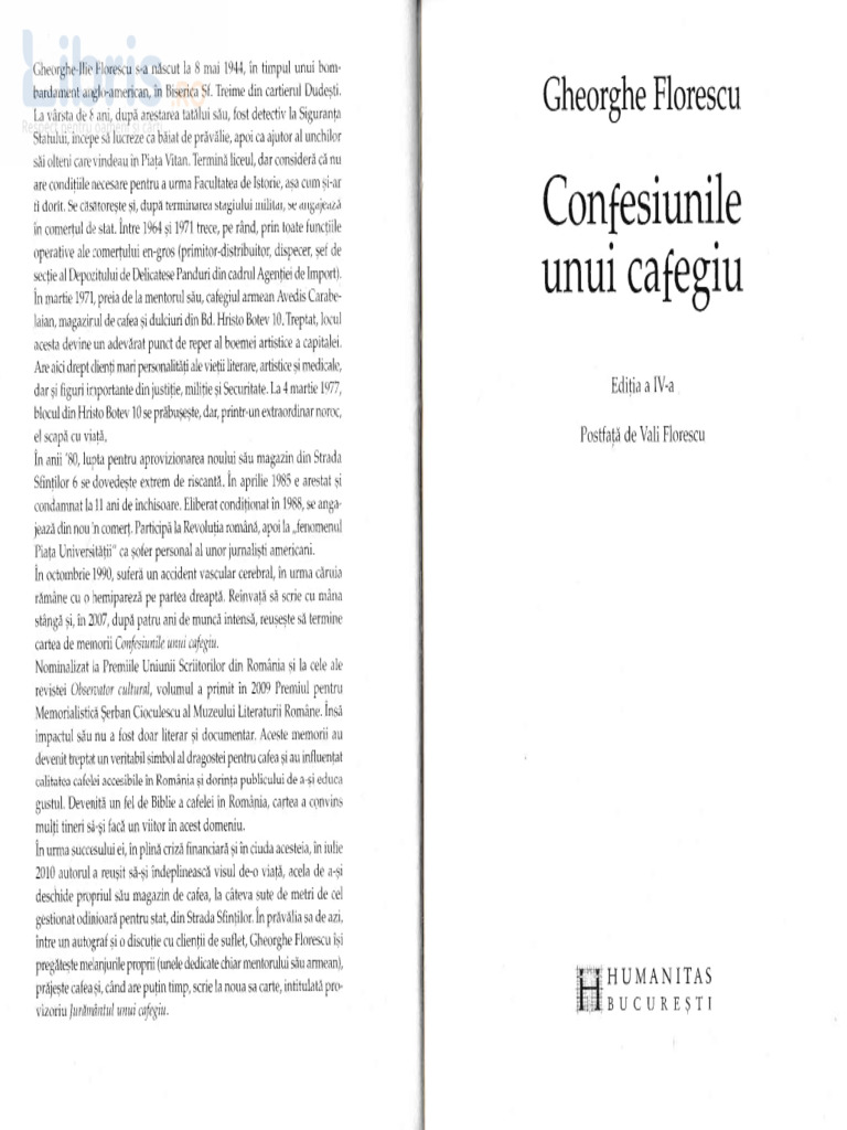 Confesiunile Unui Cafegiu - Gheorghe Florescu | PDF