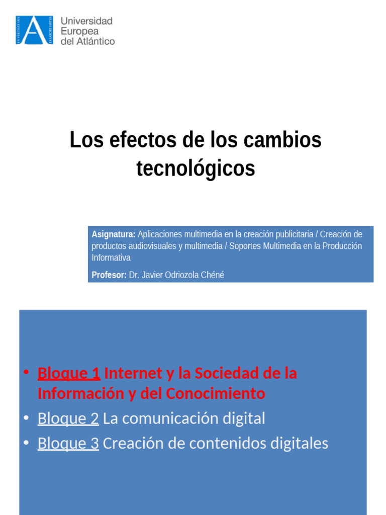 Los Efectos de Los Cambios Tecnológicos: Asignatura | PDF | Internet