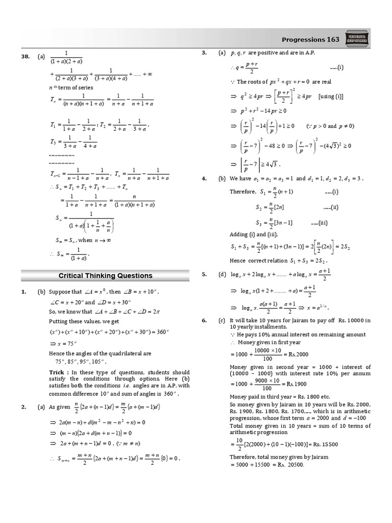 4.5 Progressions Solutions Part 3 | PDF | Interest | Elementary Mathematics