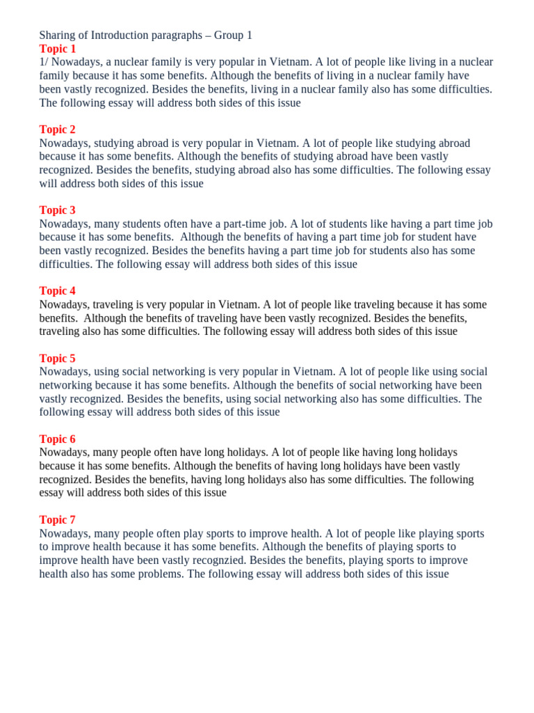 Sharing of Intro Paragraphs - Gr1 | PDF