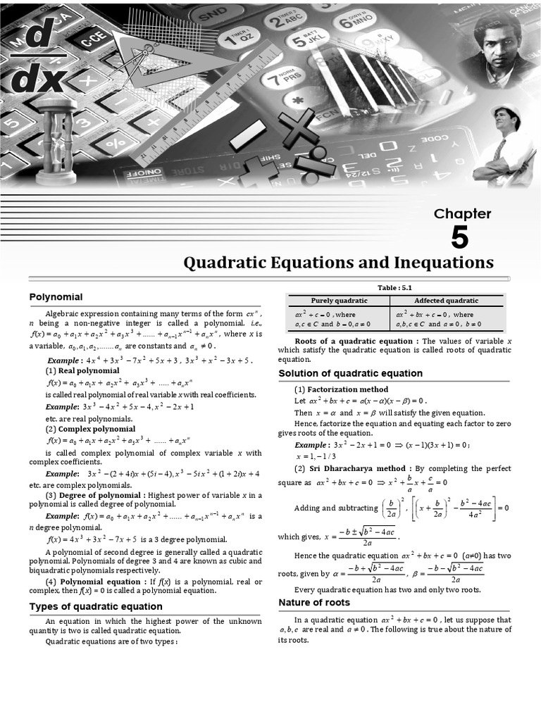 5.0 Quadratic Equations Theory Part 1 | PDF | Equations | Polynomial