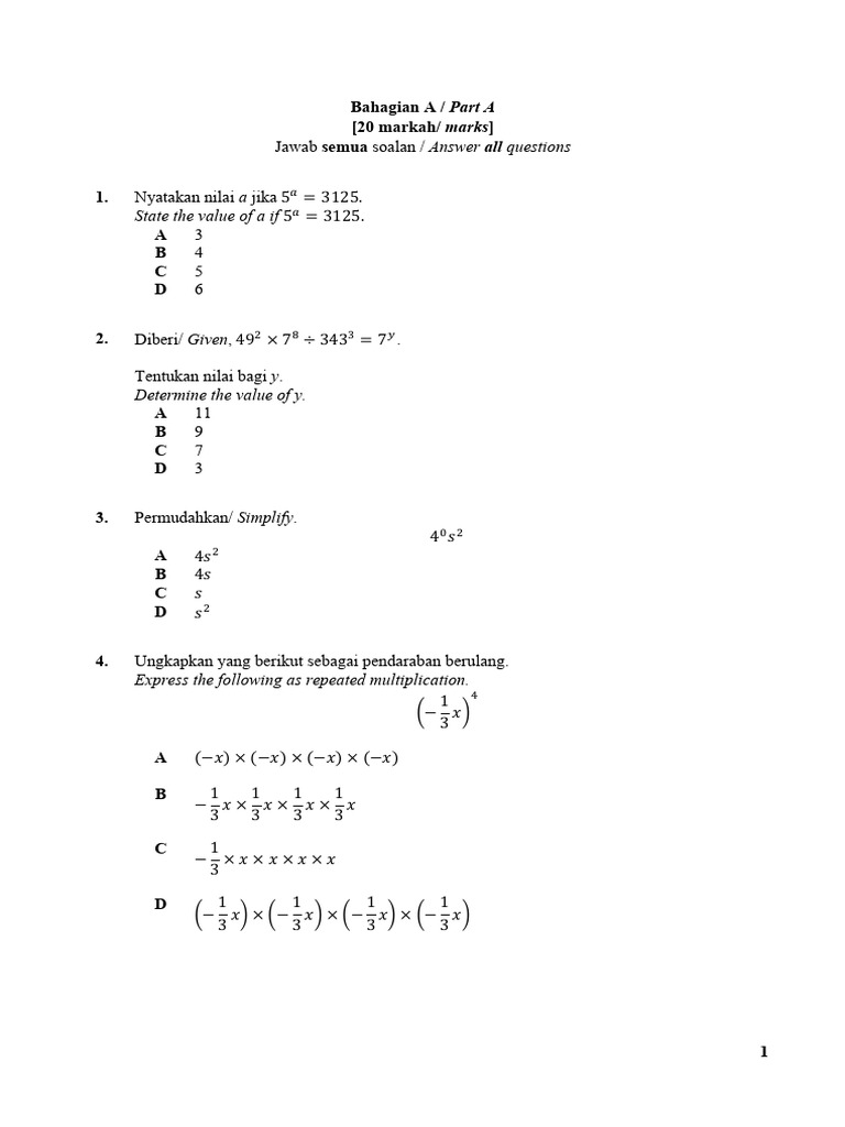 Math Form 3 2025 | PDF